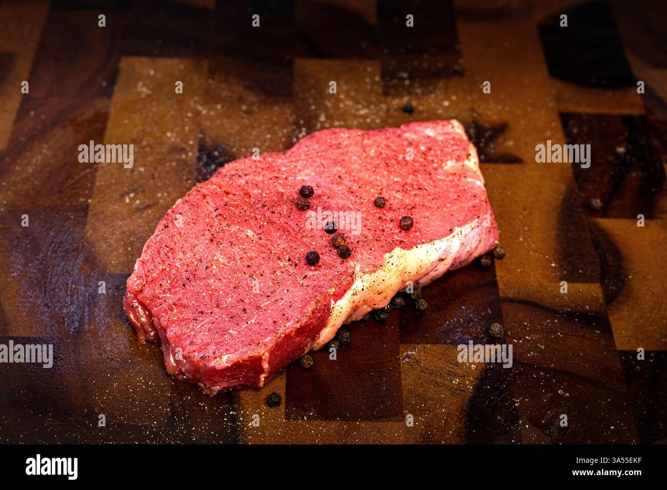Fresh Raw Beef Steak With Spices, Background for advertising and ...