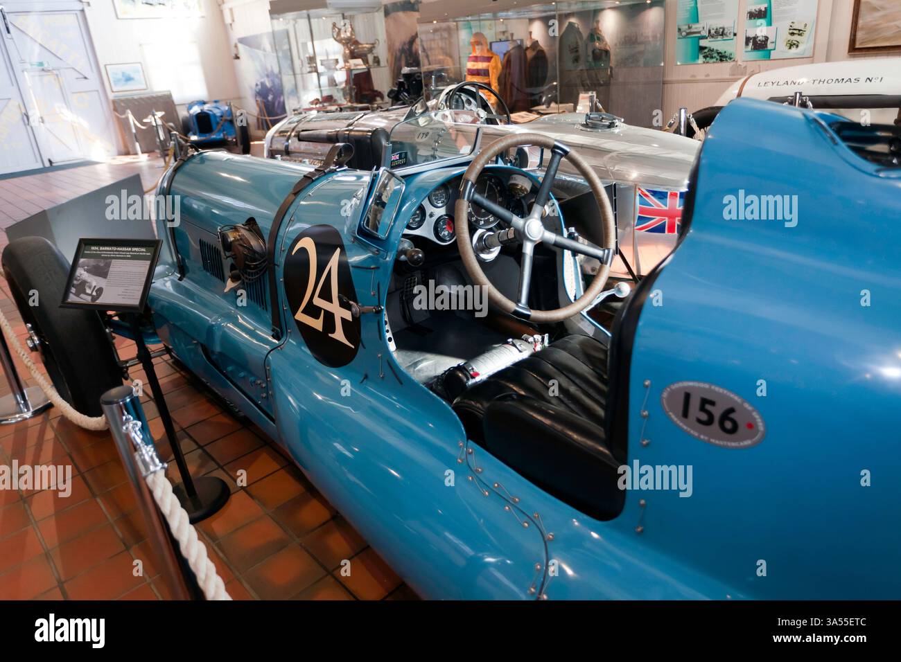 View of the Blue, 1934, Barnato-Hassan Special, on display in the ERA ...