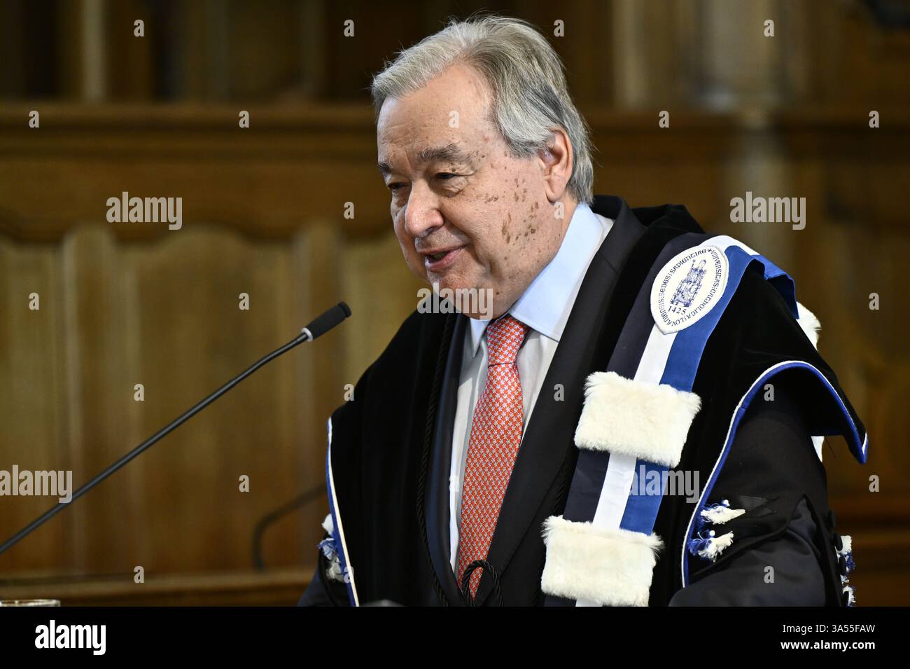 UN General secretary Antonio Guterres delivers a speech at a ceremony ...