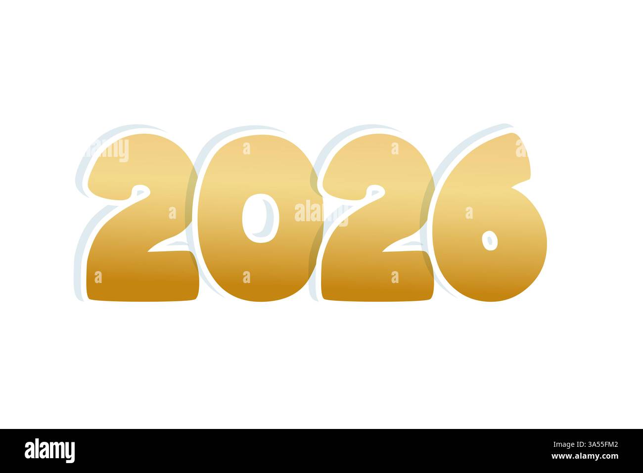 2026 year sticker gold, numbers, isolated on white background. Element ...