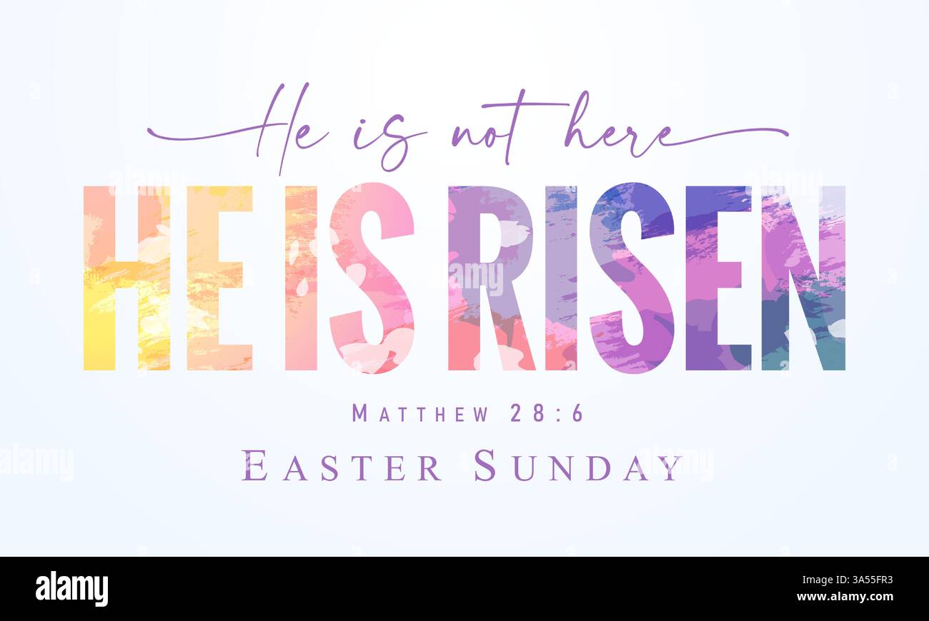 He is not here, He is Risen - Easter Sunday watercolor lettering design ...