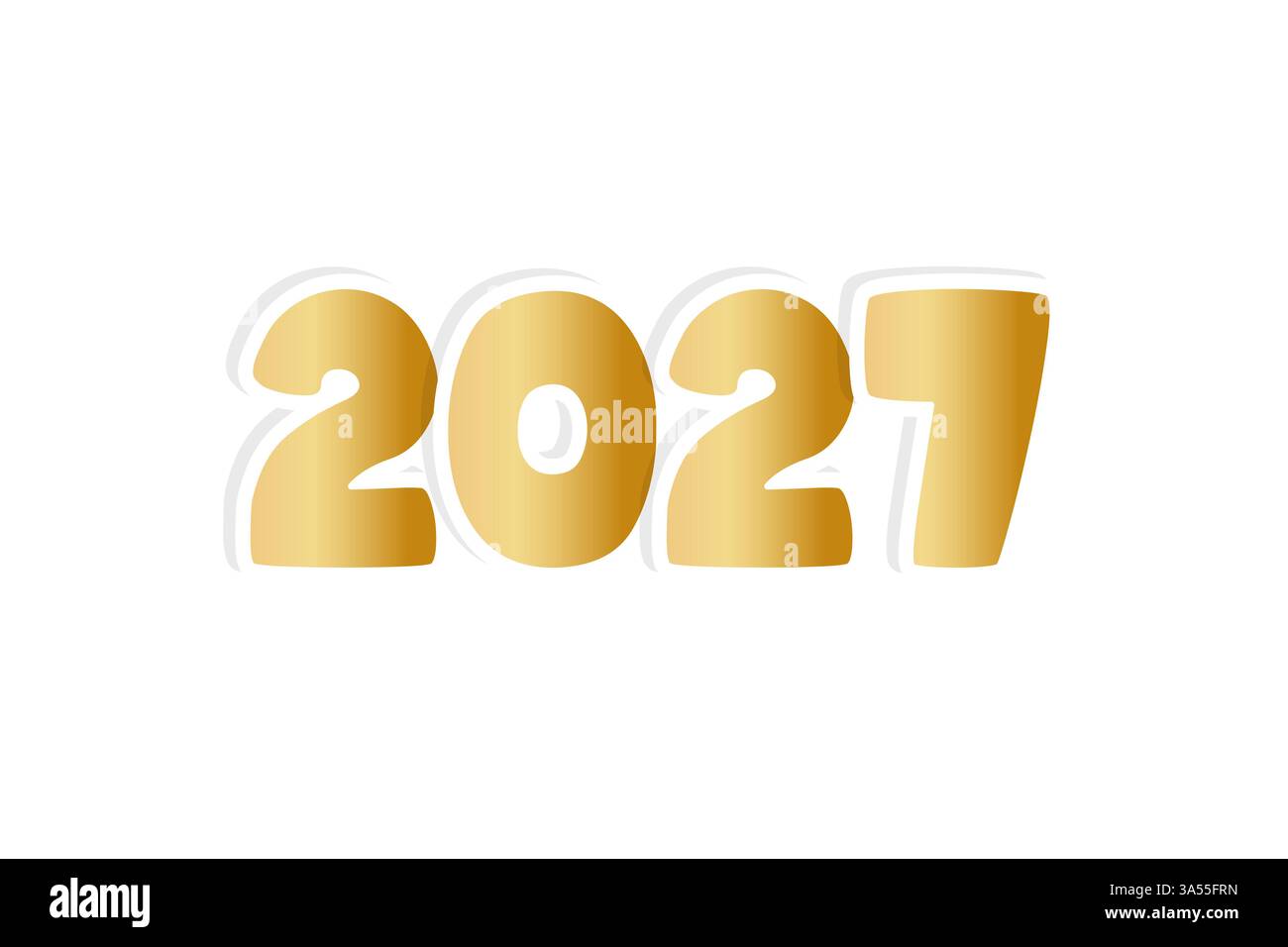 2027 year sticker gold, numbers, isolated on white background. Element ...