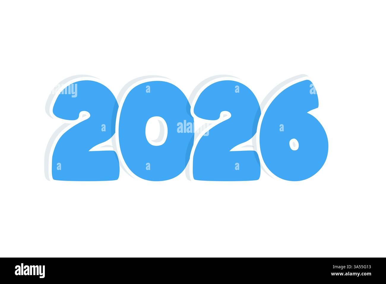 2026 year sticker blue, numbers, isolated on white background. Element ...