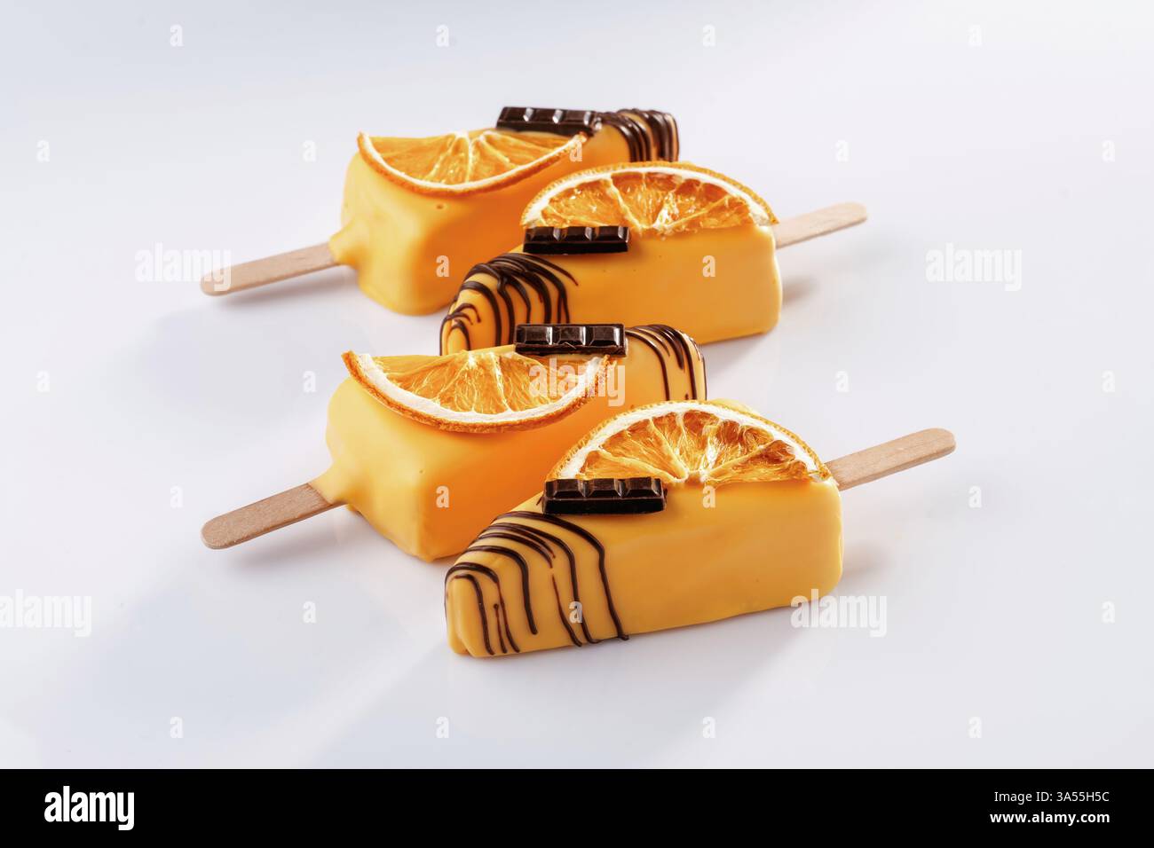 Orange fruit and chocolate. Cheesecake that looks like ice cream ...