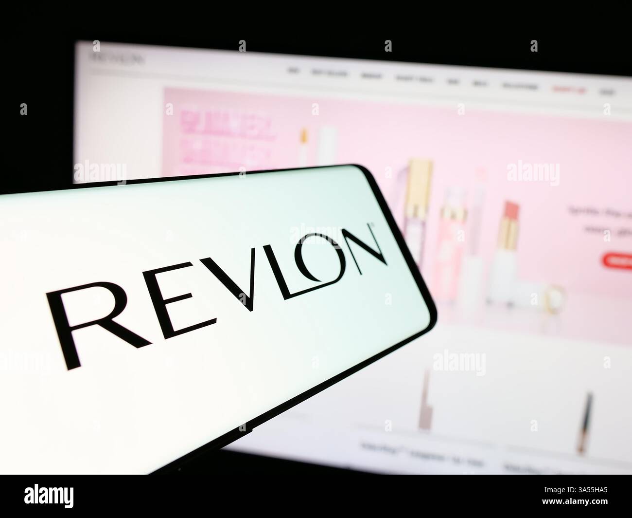 In this photo illustration, a smartphone with the logo of American ...