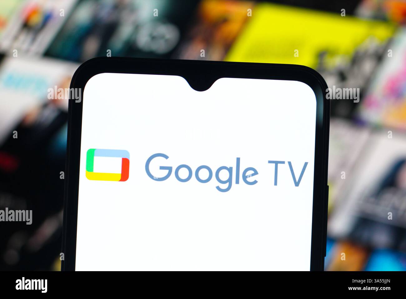 In this photo illustration, the Google TV logo is seen displayed on a ...