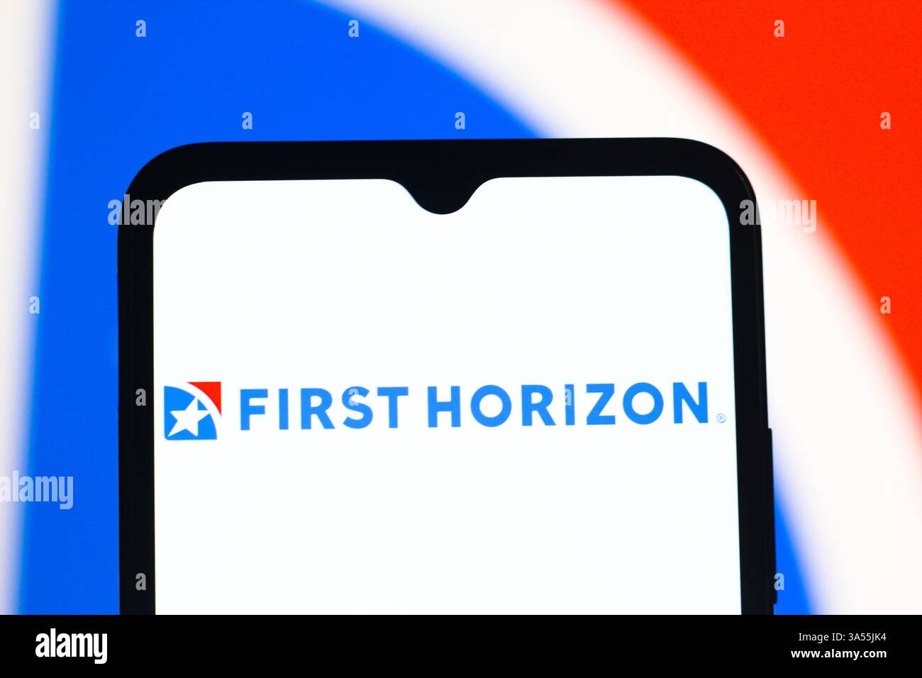 In this photo illustration, the First Horizon Corporation logo is seen ...