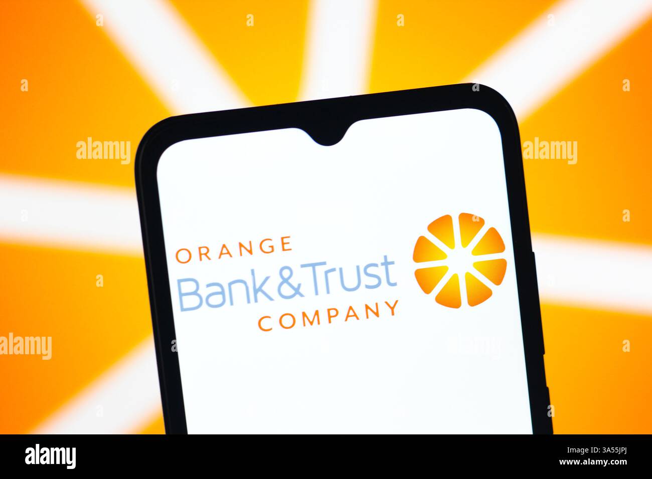In this photo illustration, the Orange Bank & Trust Company logo is ...