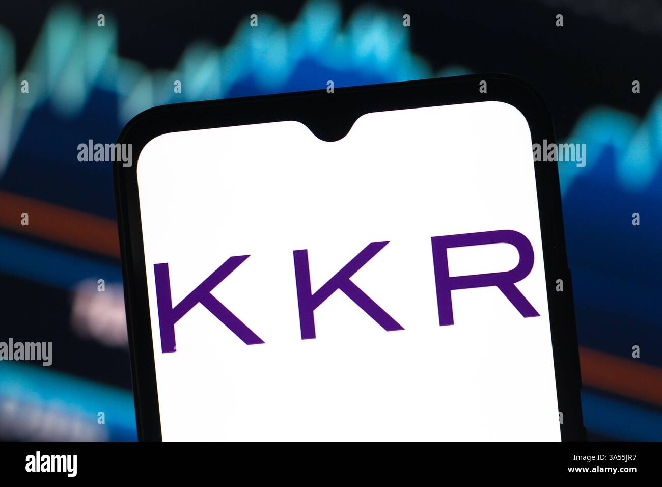 In this photo illustration, the KKR logo is seen displayed on a ...
