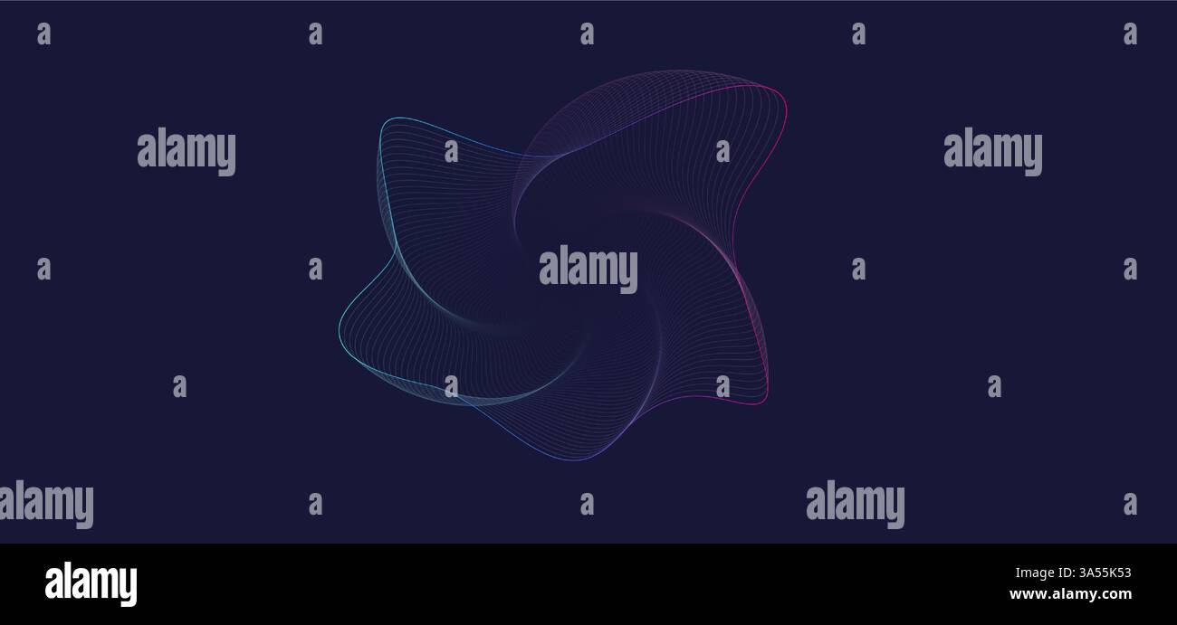 Abstract glowing star shape, smooth curved lines, dynamic flow logo ...