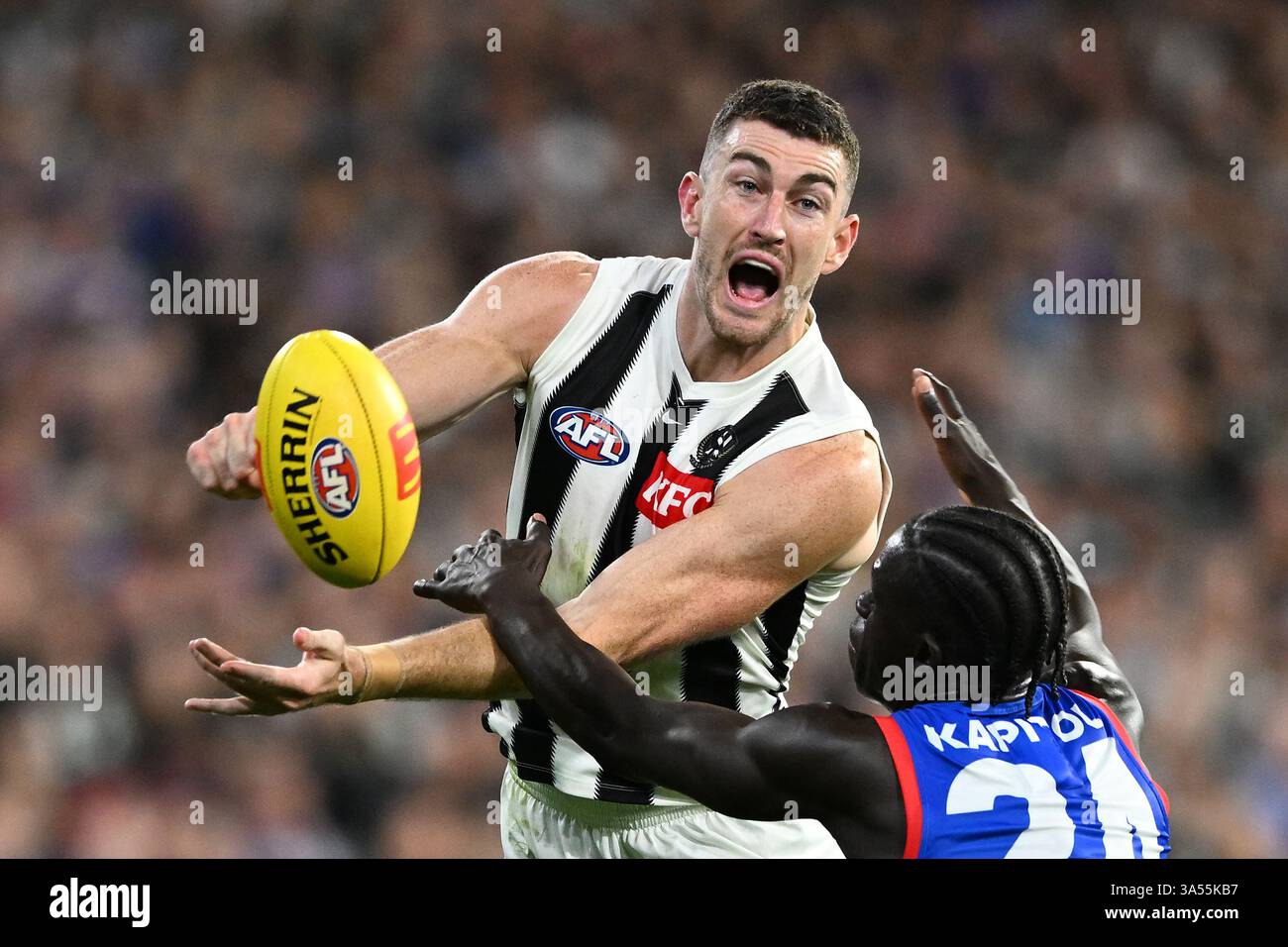 Melbourne, Australia. 21st Mar, 2025. Daniel McStay of Collingwood ...