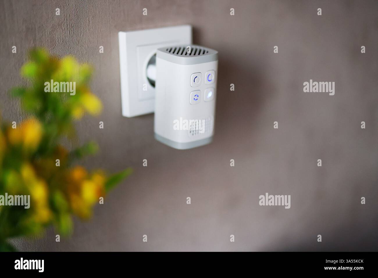 air purifier a living room, air cleaner removing fine dust in house ...