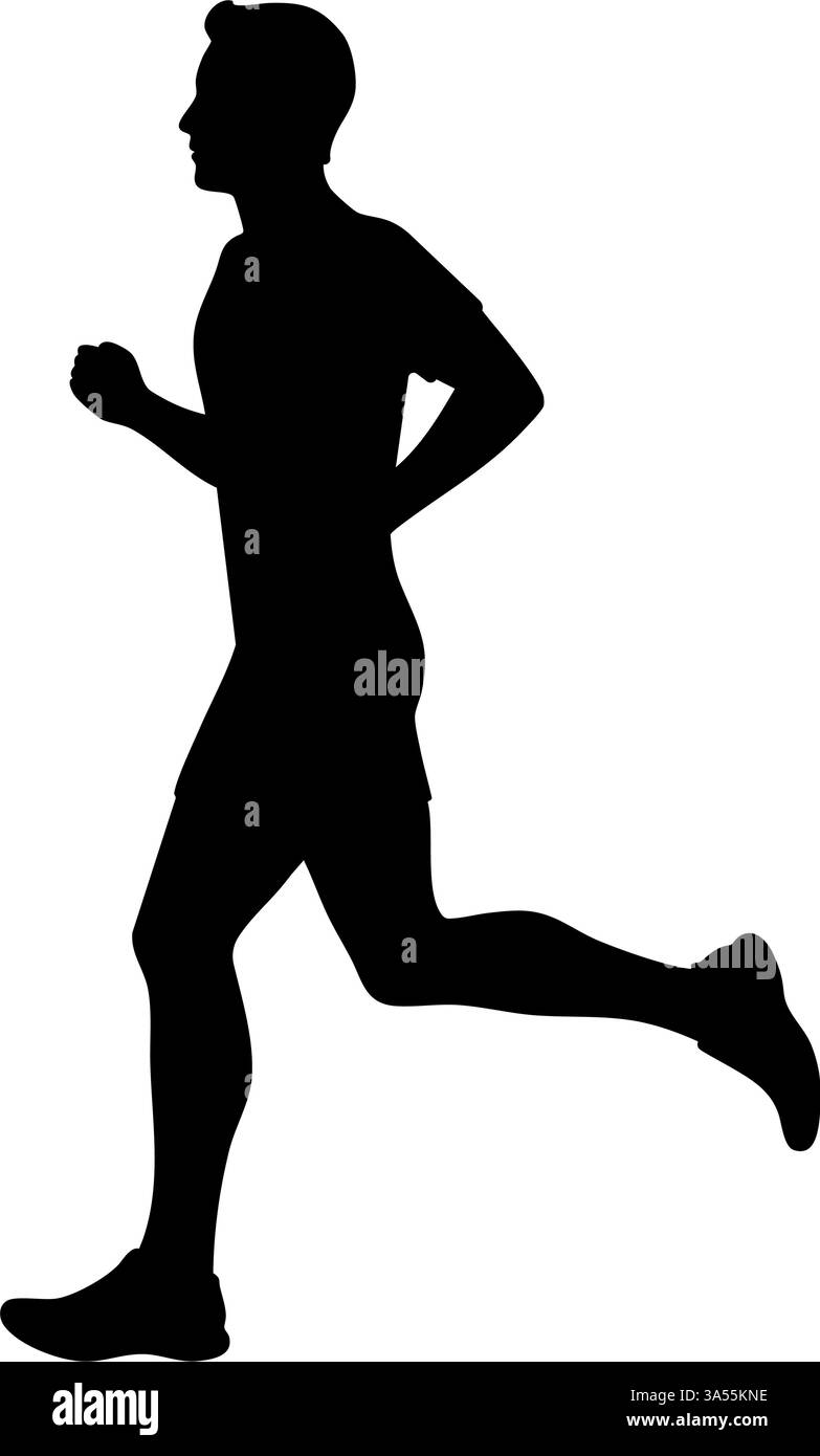 Silhouette illustration of a male athlete running Stock Vector Image ...