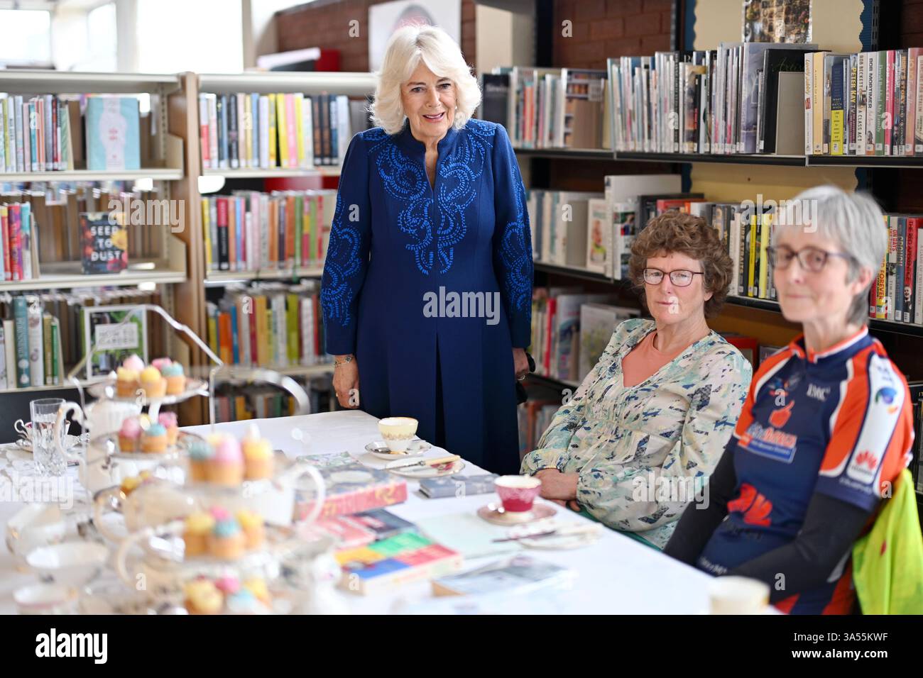 Queen Camilla during a visit to Banbridge Library on day three of the ...