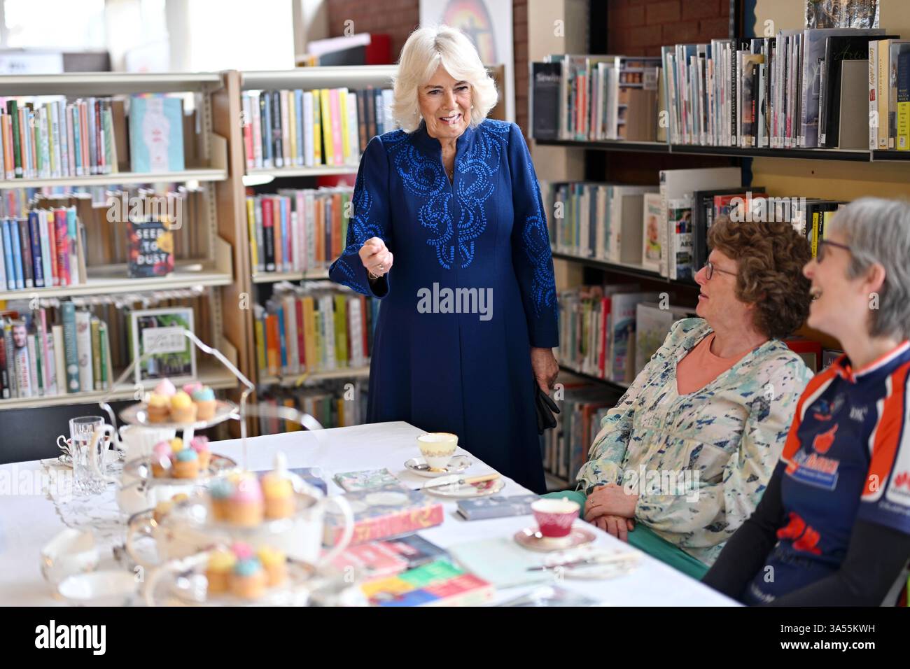 Queen Camilla during a visit to Banbridge Library on day three of the ...