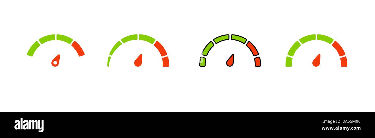 Fuel level indicators showing various levels from full to empty in ...