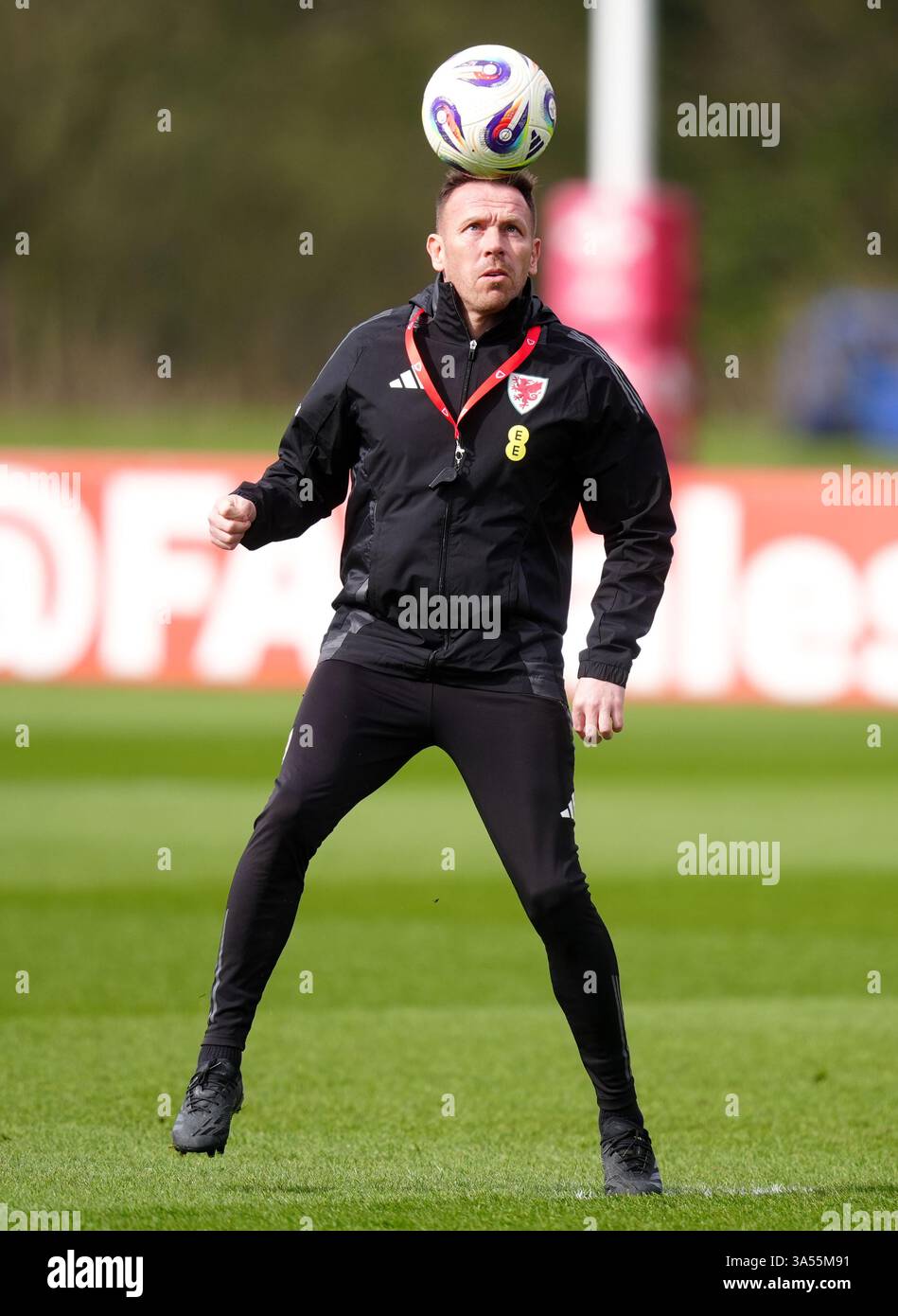Wales manager Craig Bellamy during a training session at the Vale ...
