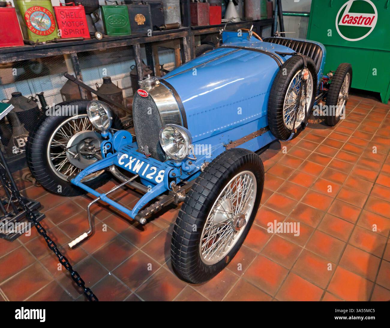 Three-quarter front view of a Blue, 1926, Bugatti Type 37 GP, in the ...