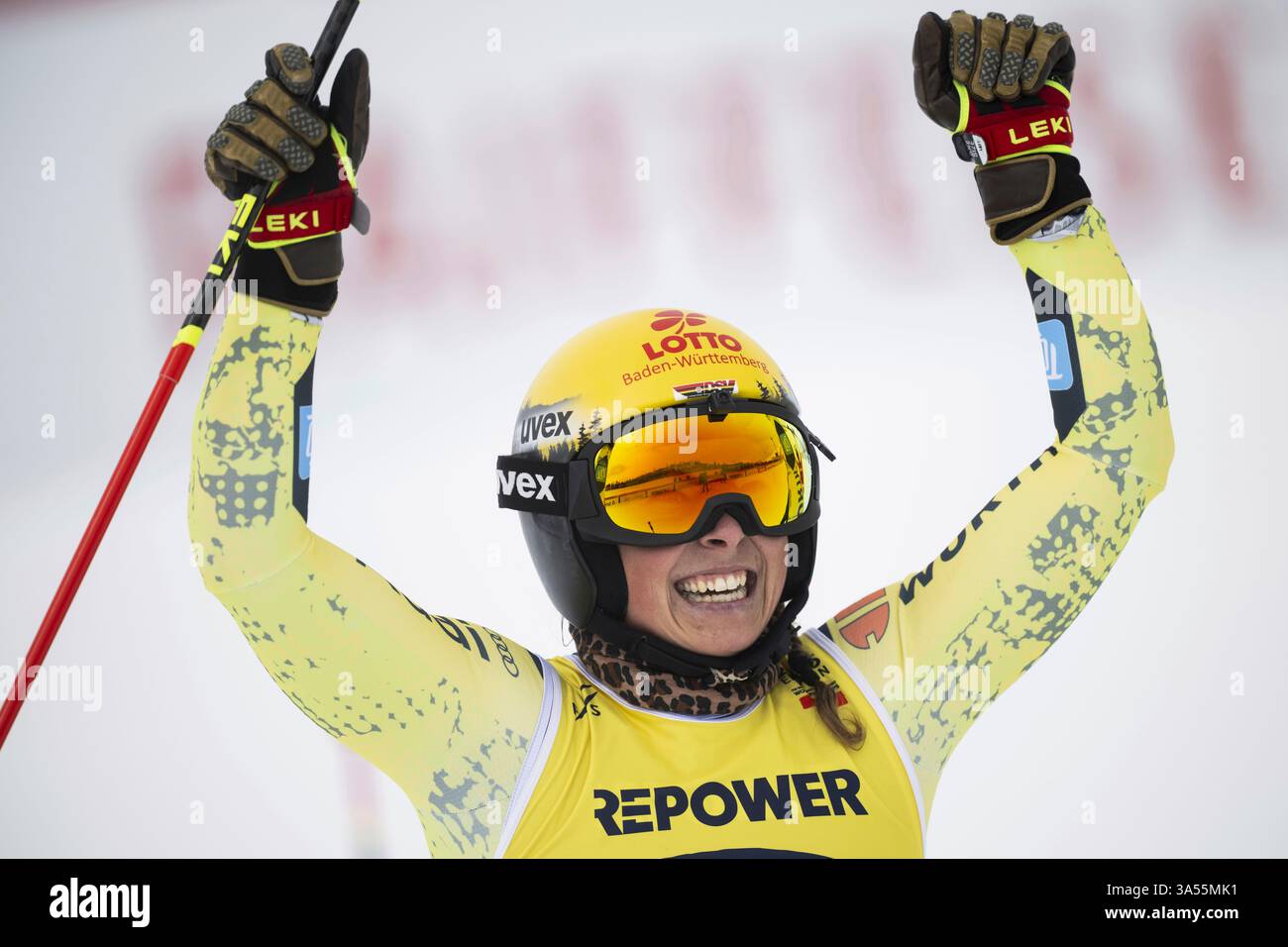 Third placed Daniela Maier of Germany reacts in the finish area at the ...