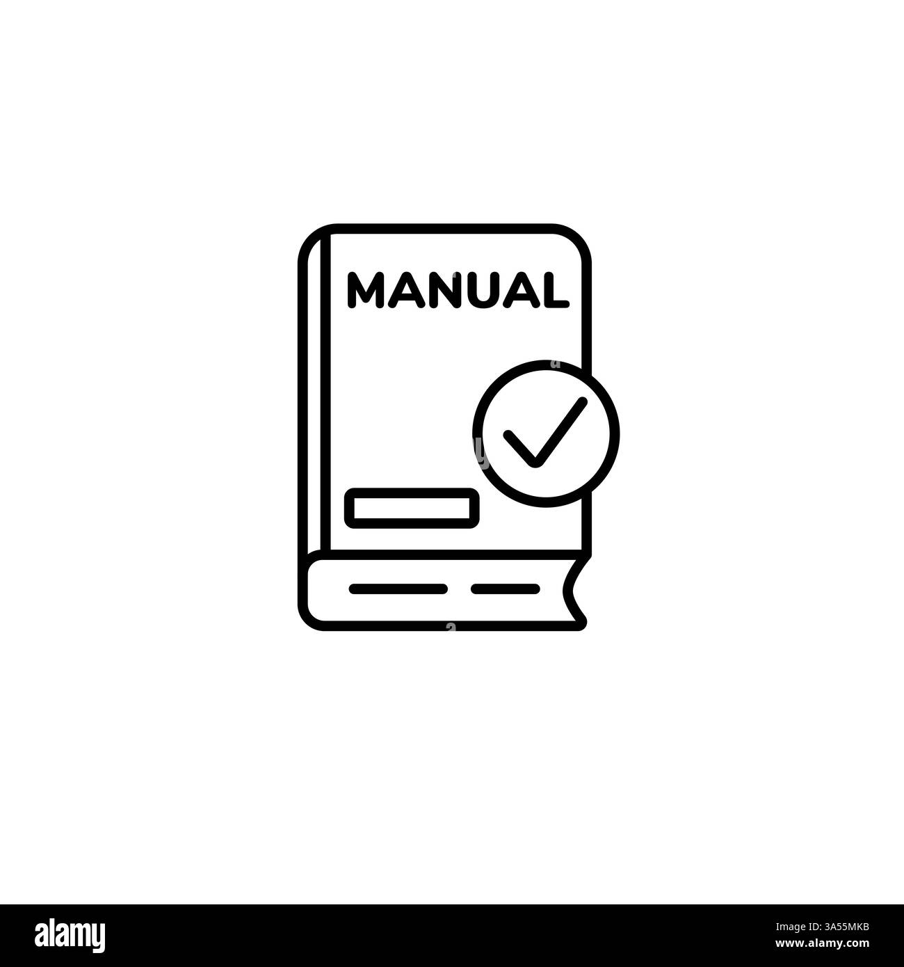Instruction manual icon featuring book with check mark for clear ...