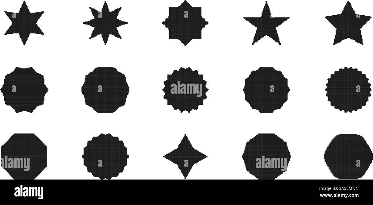 Geometric Shape Pixelated Icon Set. Pixel Art Symbol Collection Of ...