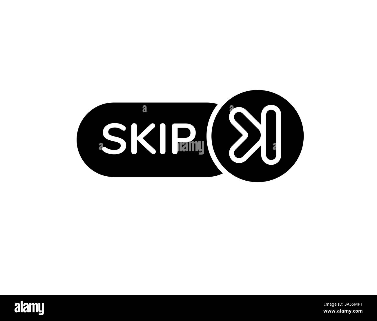 Modern skip button icon with bold typography and creative arrow design Stock Vector Image & Art ...