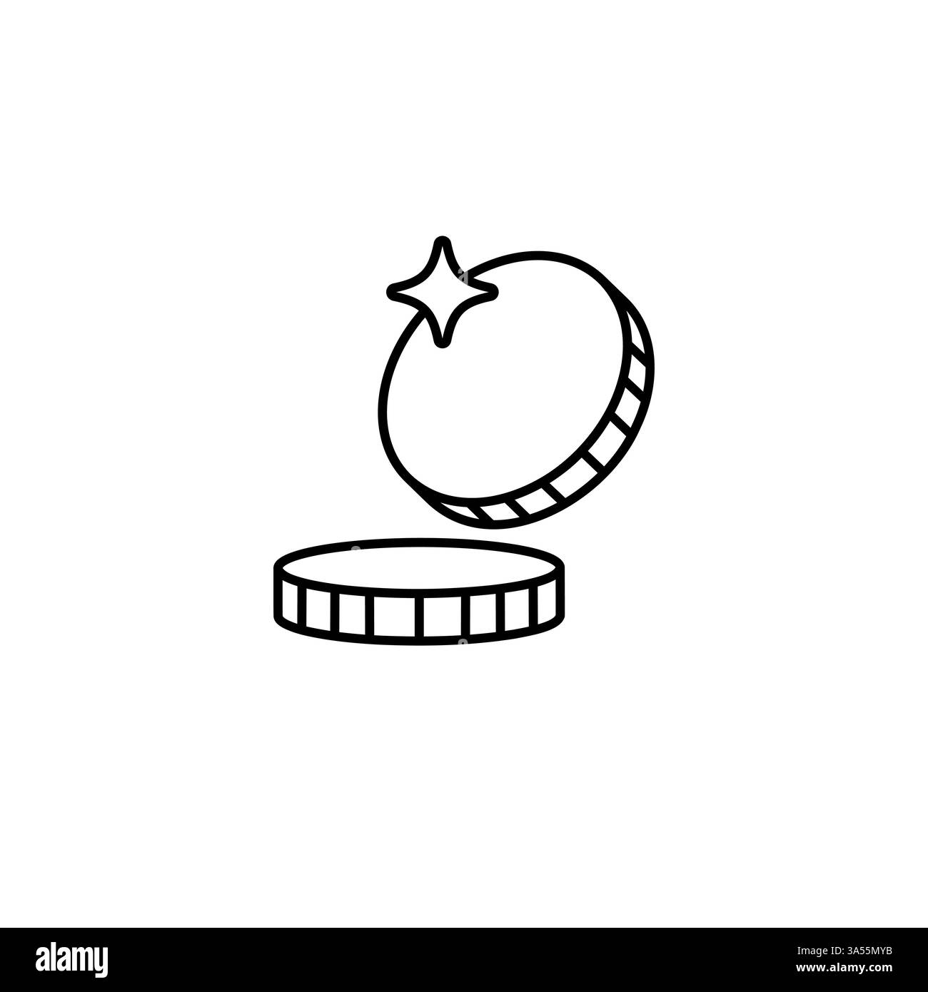 Simple line drawing of a coin with a star and a circular base Stock ...