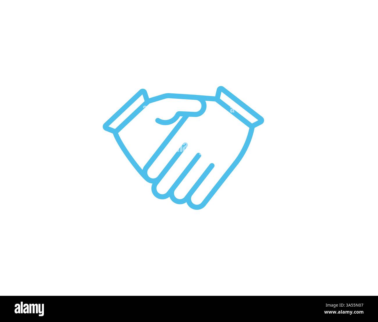 Blue outline icon of handshake symbolizing agreement and partnership in ...