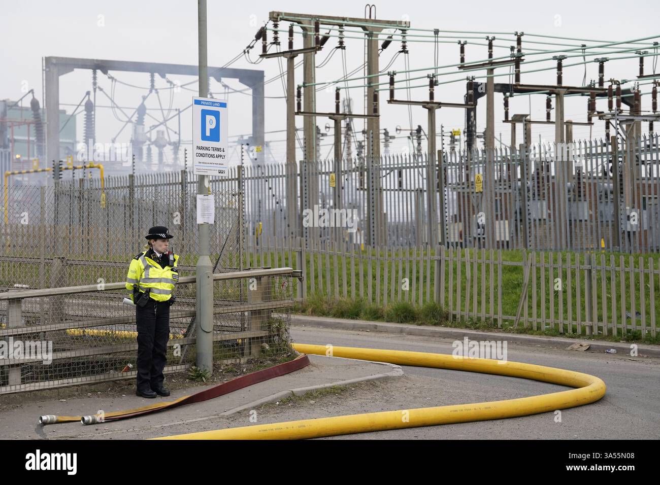 A police officer at the North Hyde electrical substation which caught ...