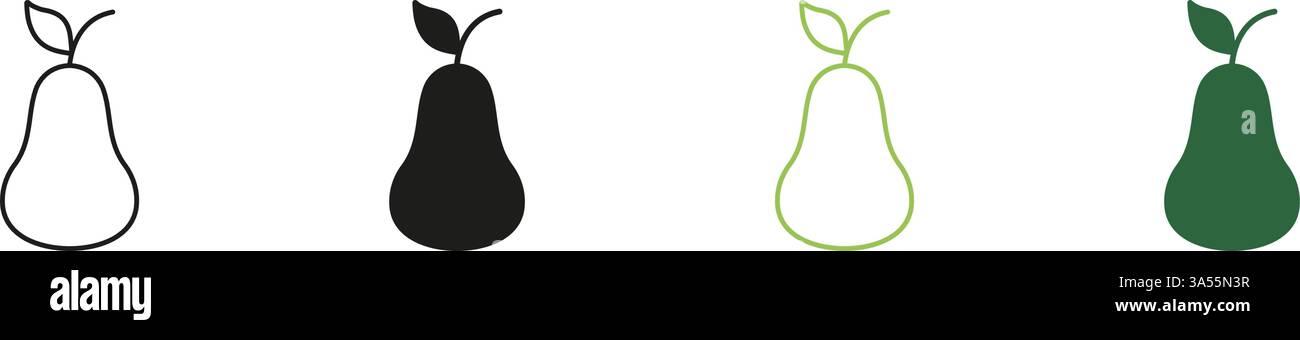 Pear Line and Silhouette Icon Set. Healthy Eating Concept. Nutrition ...