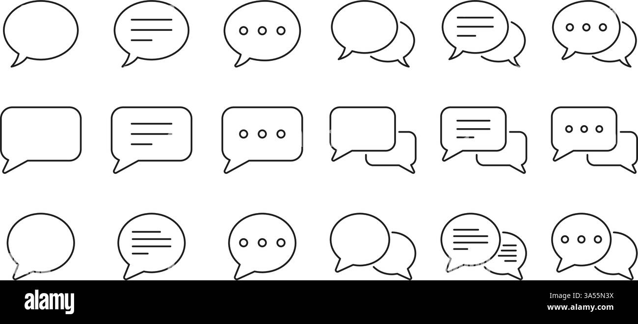 Chat Message Line Icon Set. Speech Bubble, Dialogue, Conversation Outline Icon. Communication ...