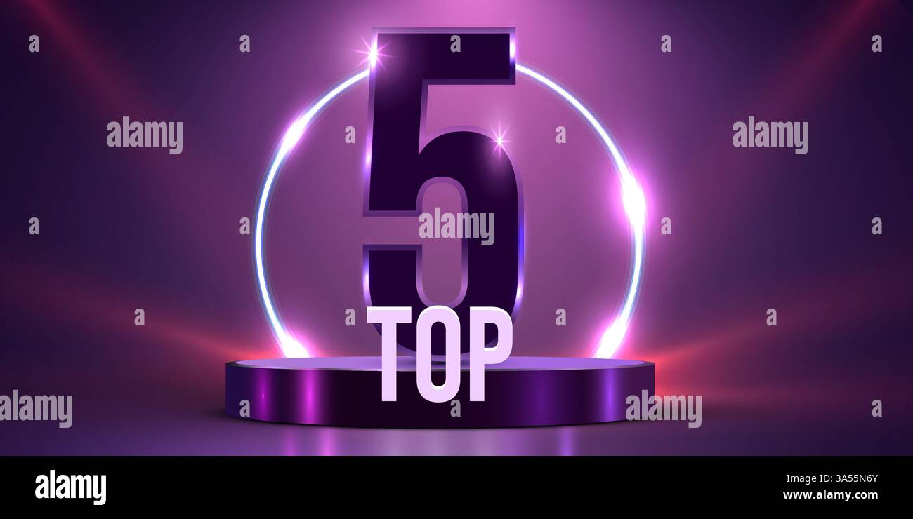 Winner award podium. Top five. Vector illustration Stock Vector Image ...