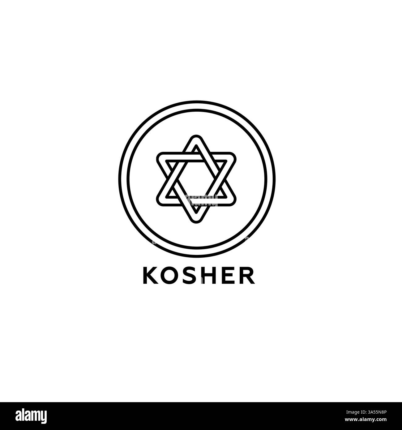Kosher food certification icon with Star of David inside a circular ...
