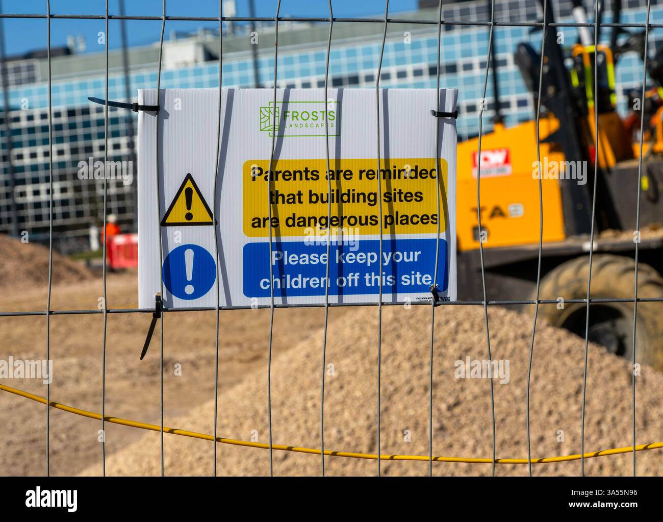 Sign reminding parents that building sites are dangerous places, Milton ...