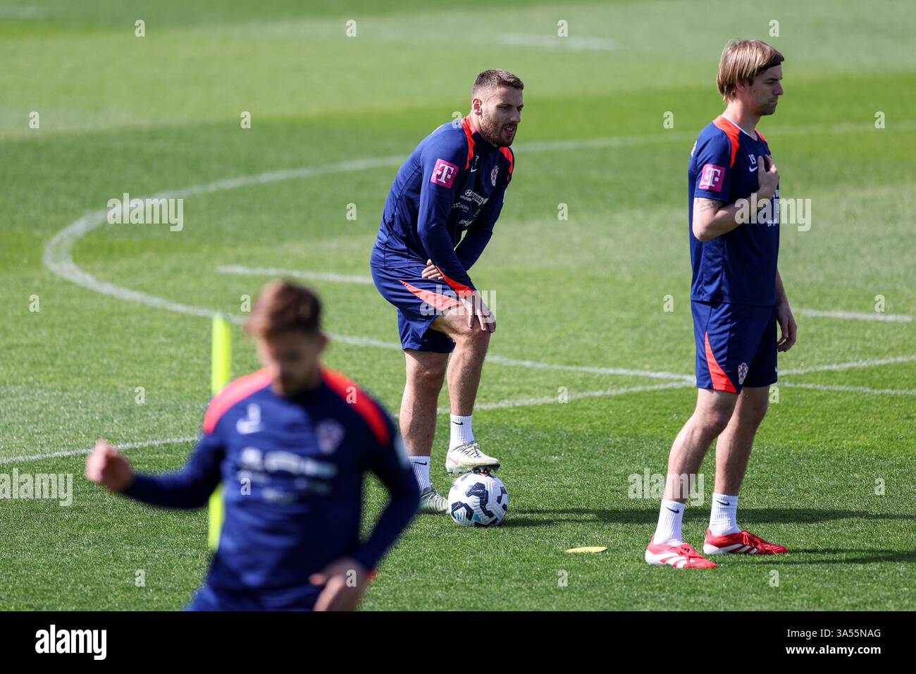 Split, Croatia. 21st Mar, 2025. Nikola Vlasic and Borna Sosa of Croatia ...