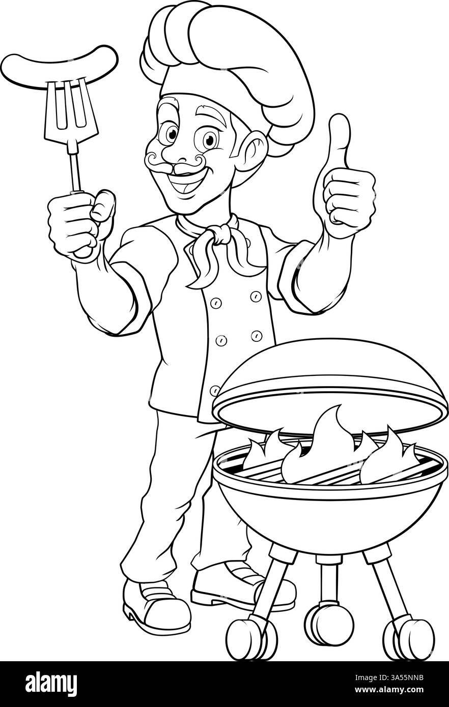 Chef Cartoon Barbecue Cook Man Mascot Character Stock Vector Image ...