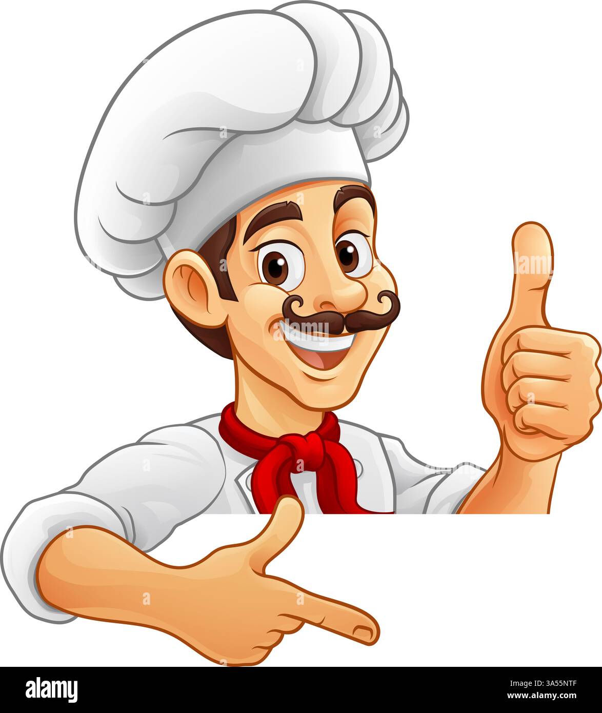 Chef Baker Cook Cartoon Man Thumb Up Pointing Sign Stock Vector Image ...