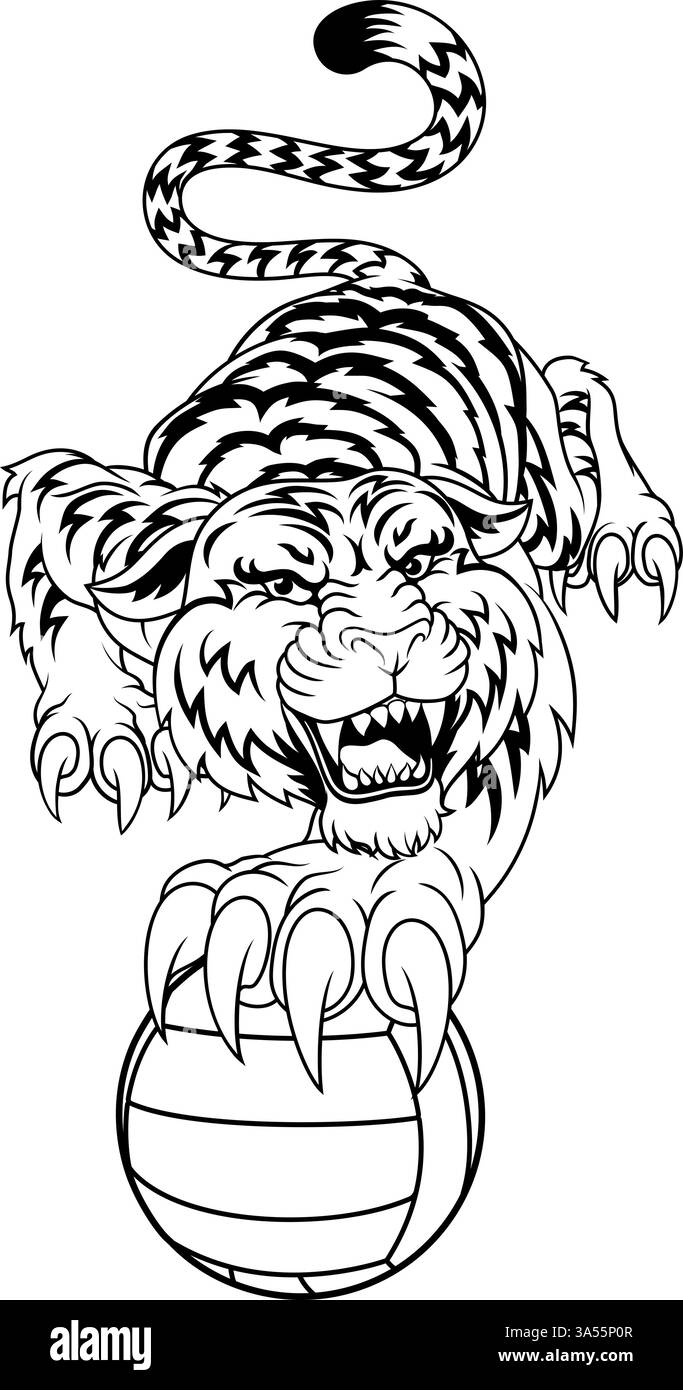 Tiger Volleyball Sport Team Animal Mascot Design Stock Vector Image ...