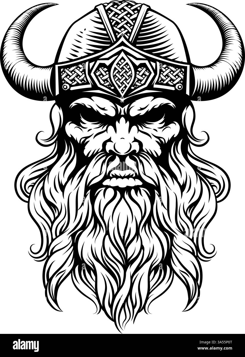 Viking Warrior Man Strong Mascot Face in Helmet Stock Vector Image ...