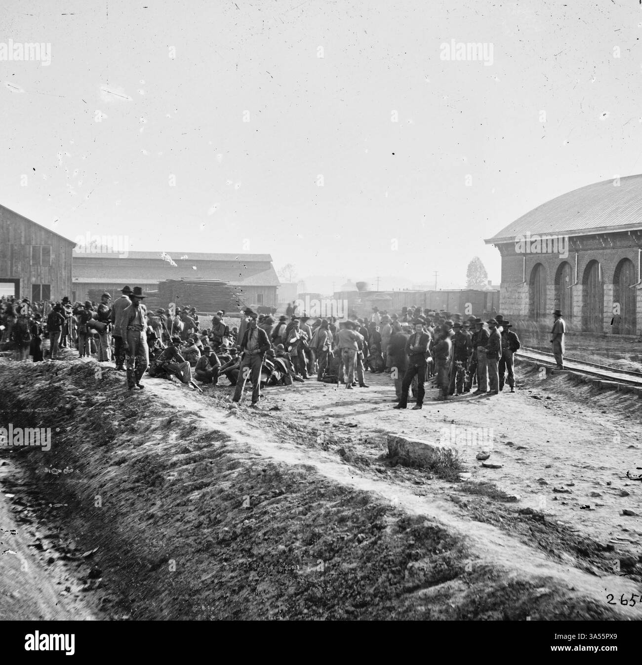 Chattanooga, Tenn. Confederate prisoners at railroad depot during the ...