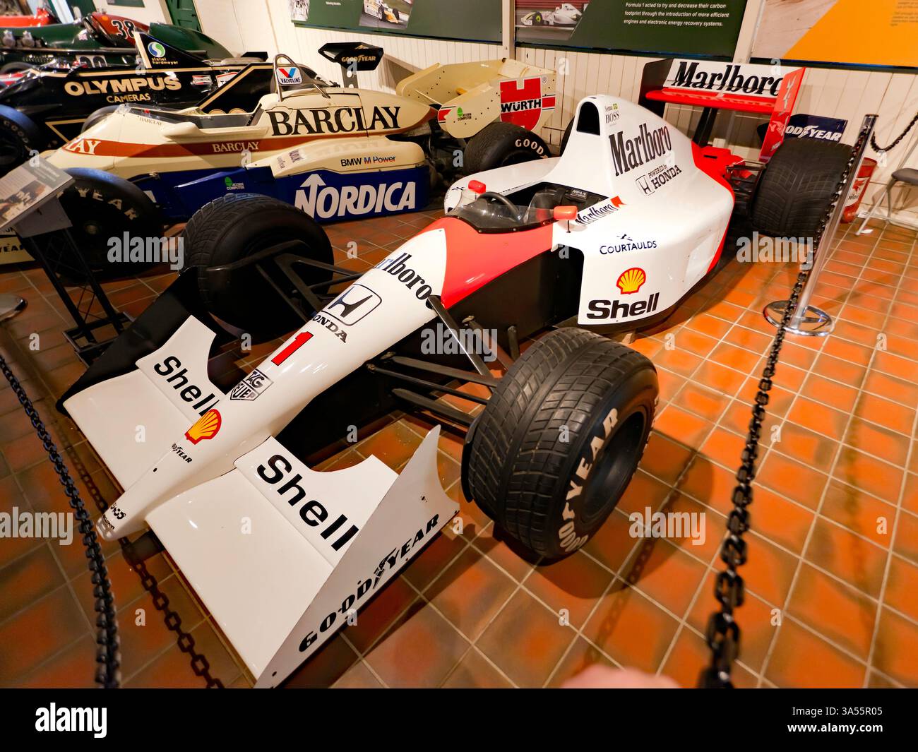 Three-Quarters Front view of a 1991, McLaren MP4/6 F1 Show Car, in the ...