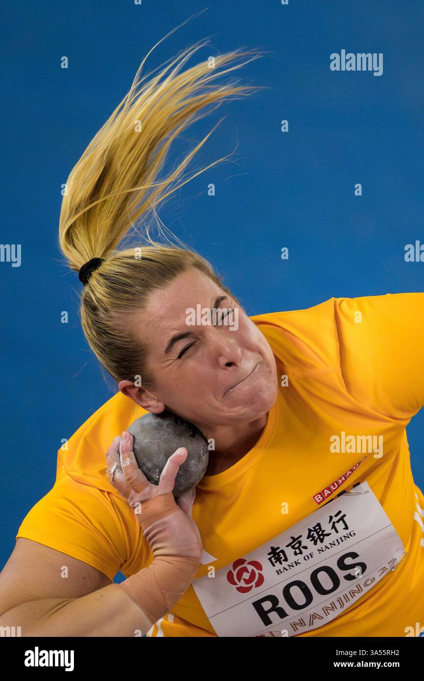 250321 Fanny Roos of Sweden competes in women’s shot put final during ...