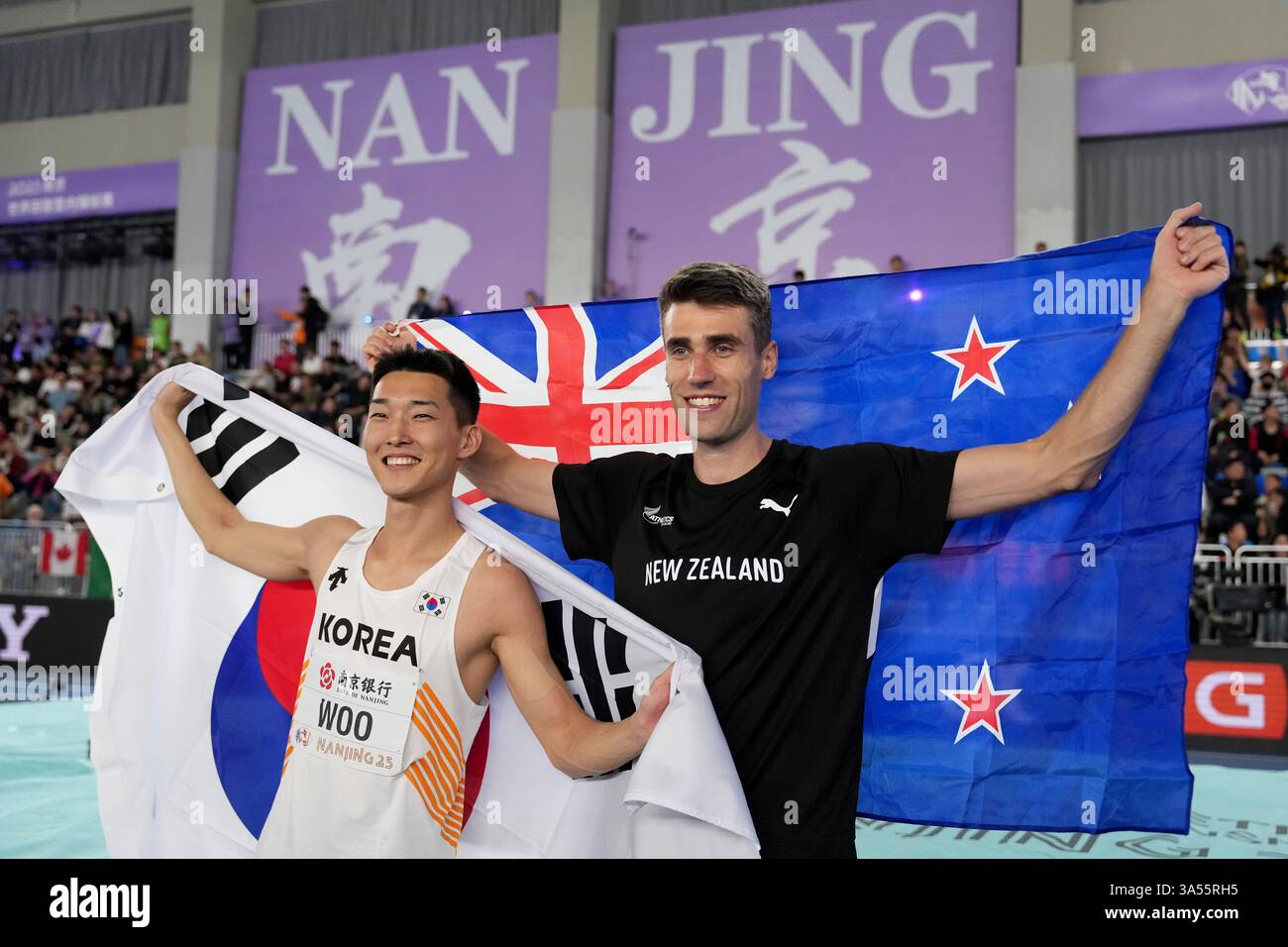 Gold medalist Sanghyeok Woo, of South Korea, and silver medalist Hamish ...