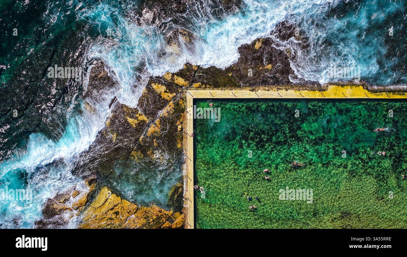 Aerial view of Wylie's Baths, Coogee, Sydney, New South Wales ...