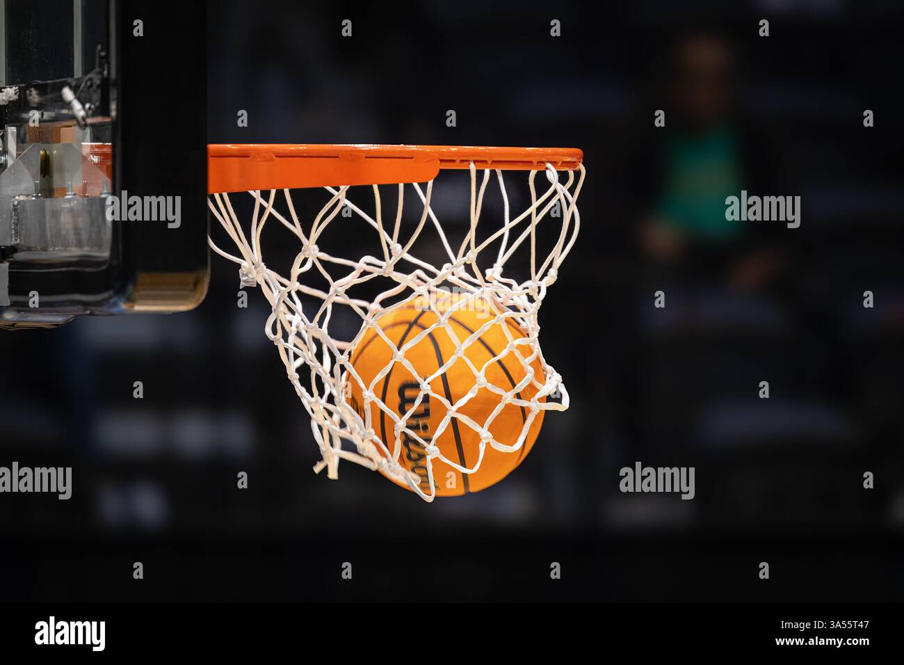 Basketball swishing through net Stock Photo - Alamy