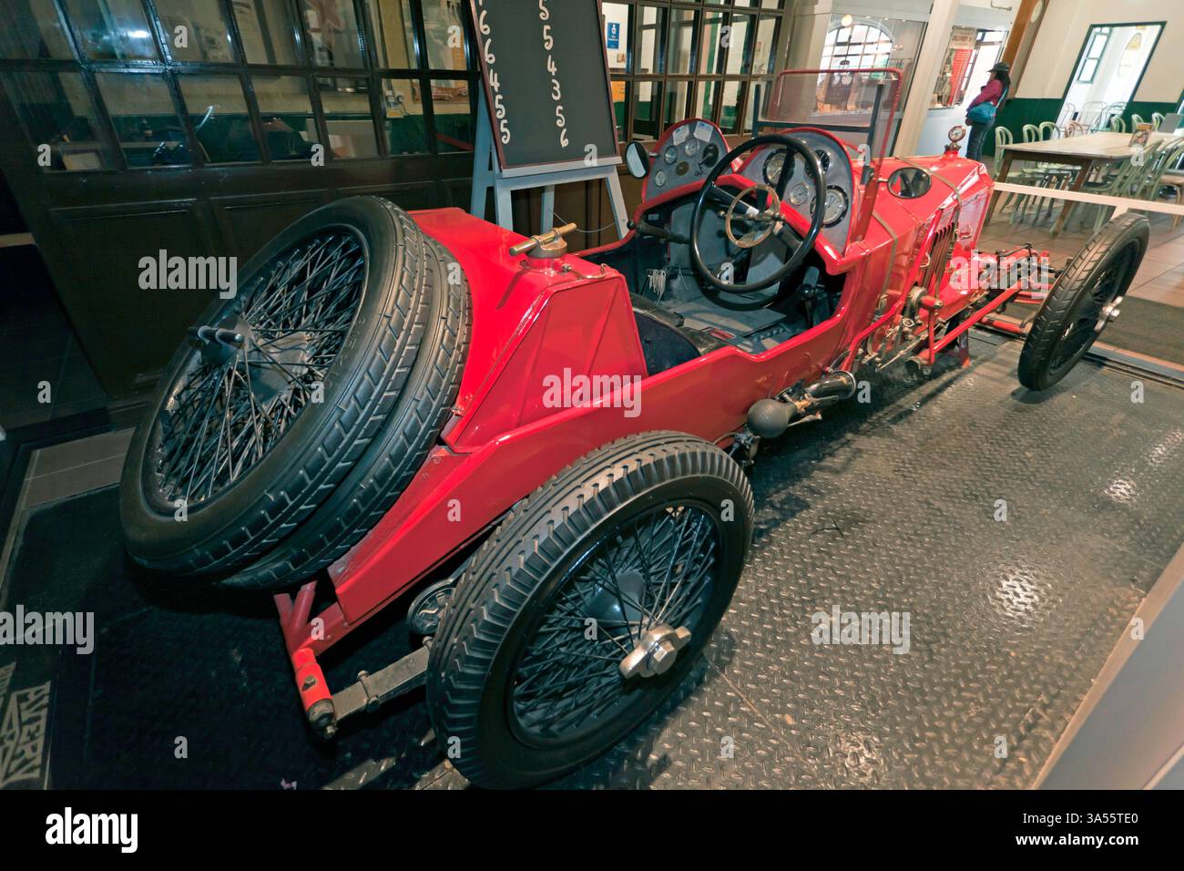 Three-quarters Rear View of a Red, 1922, Vauxhall TT on display at the ...