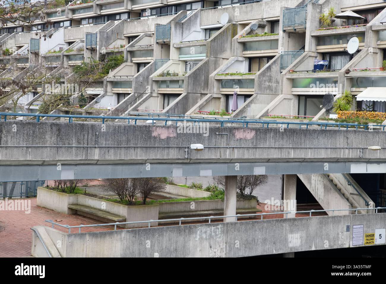 Concrete bridge at the brutalist style Alexandra and Ainsworth Estate ...