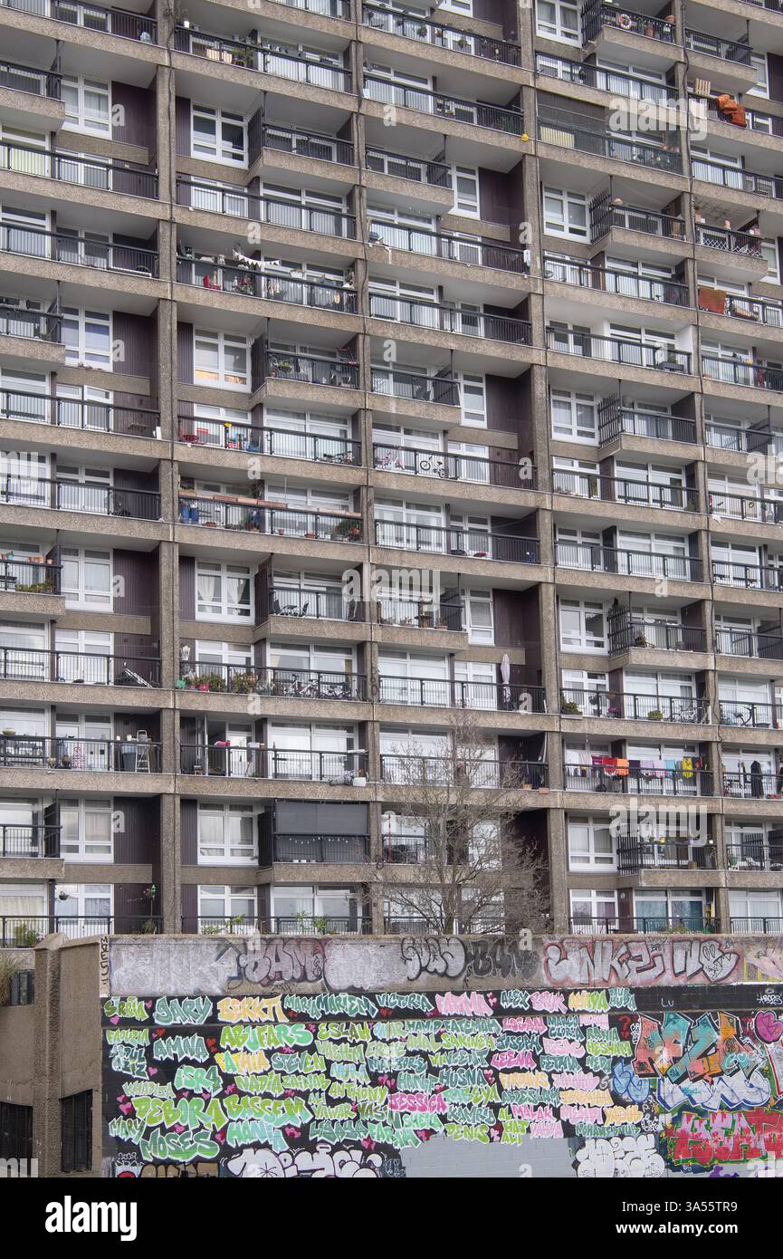 Balconies at Trellick Tower on the Cheltenham Estate in Kensal Town ...