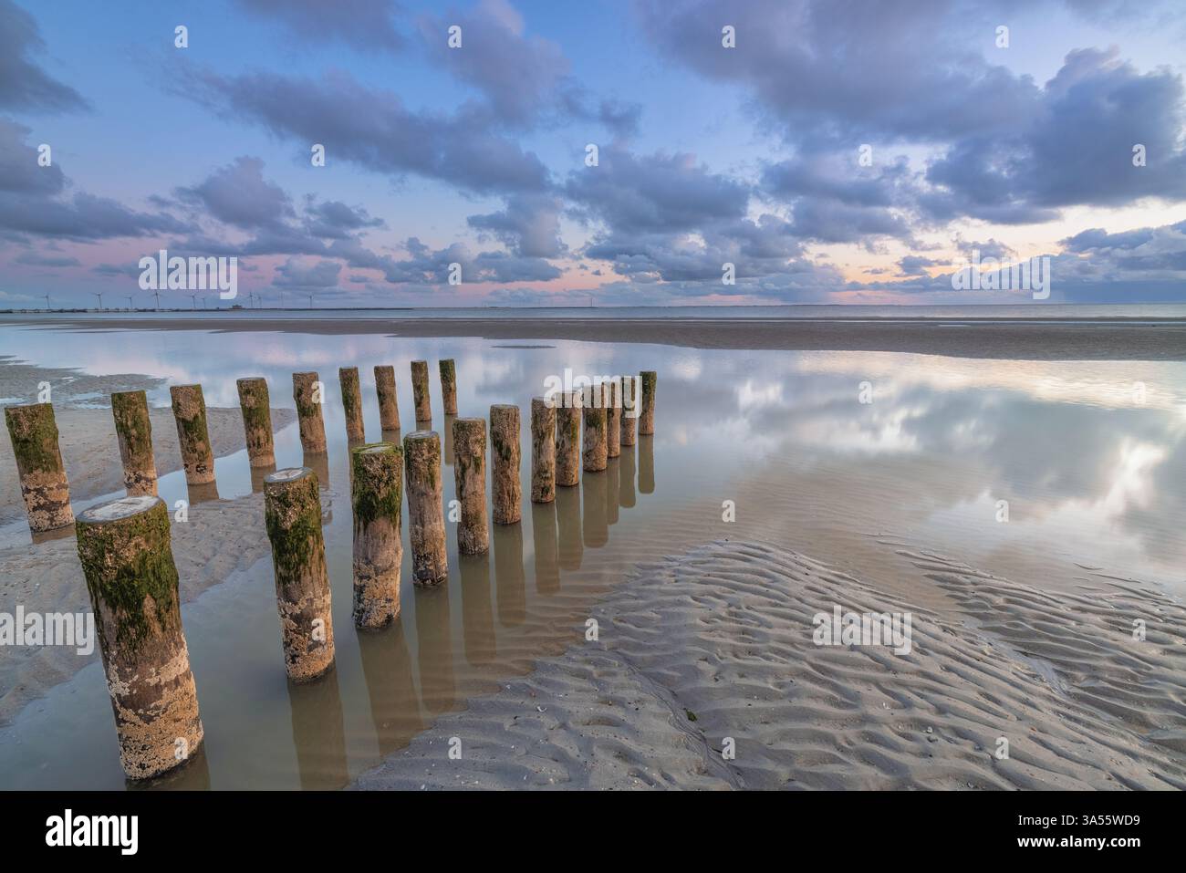 Sunset at the beach in Zeeland, The Netherlands with a beautiful sky ...