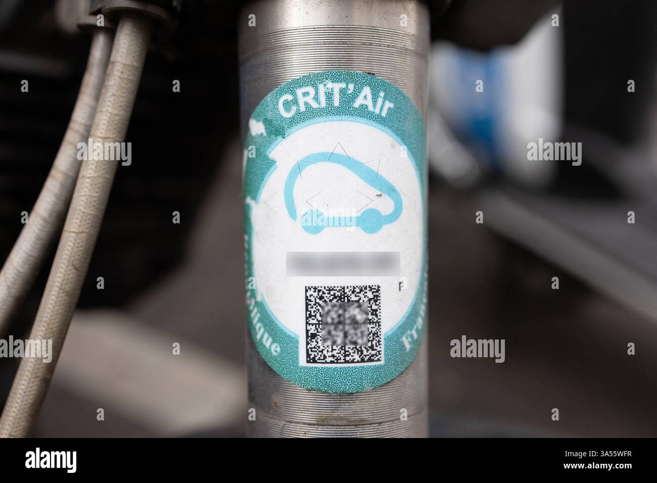 Paris, France. 21st Mar, 2025. View of the Crit Air sticker for ...